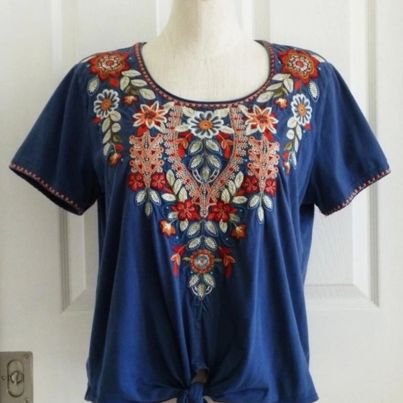 Johnny Was | Tops | Nwt Johnny Was Medium Maise Knot Blue Tshirt | Poshmark